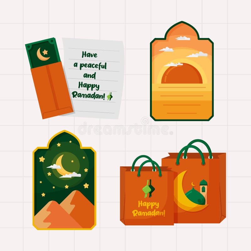 Islamic Ramadan Element Collections in Flat Illustration Stock Vector ...