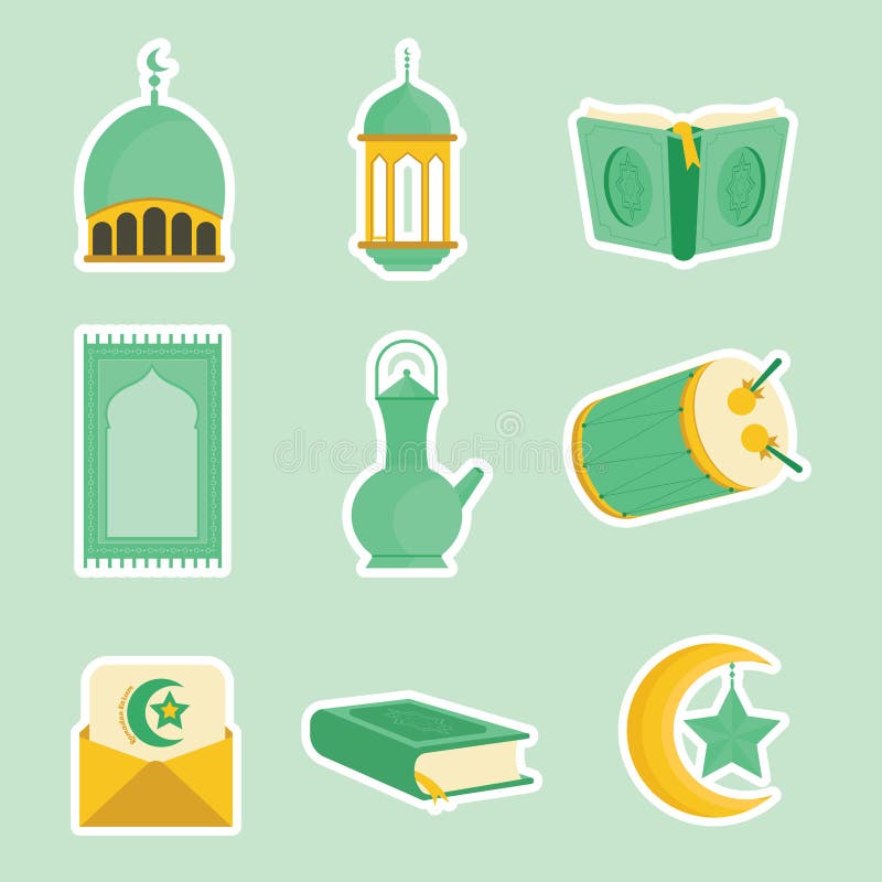 Islamic Ramadan Element Collections in Flat Illustration Stock Vector ...