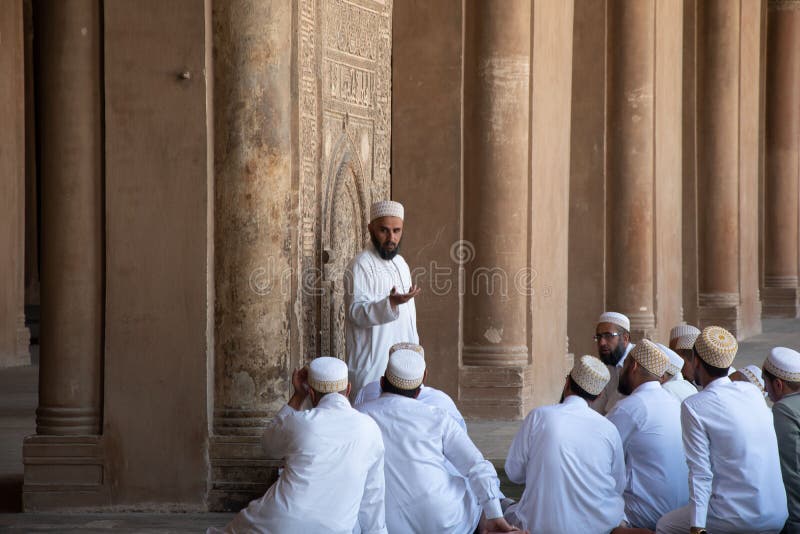 Islamic Religious Lecture Inside the Ahmed Ibn Tulun Mosque in Cairo ...
