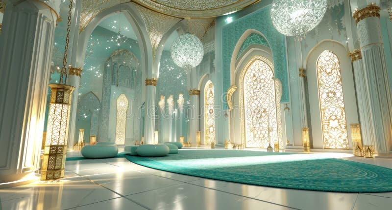 An Islamic Scene with Decorative Lighting, Chandeliers and Decorative ...