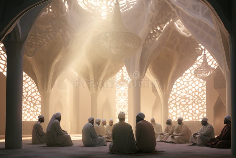 Islamic Scholars Engaged in a Deep Discussion. Generative Ai Stock ...