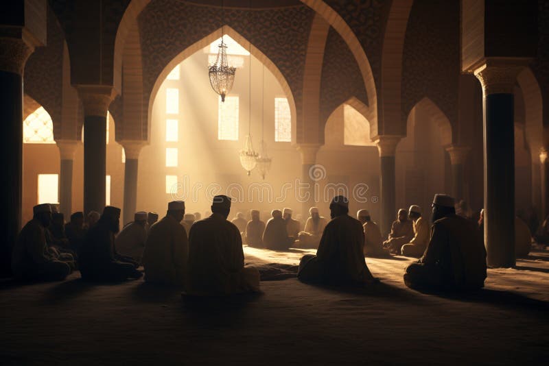 Islamic Scholars Engaged in a Deep Discussion. Generative Ai Stock ...