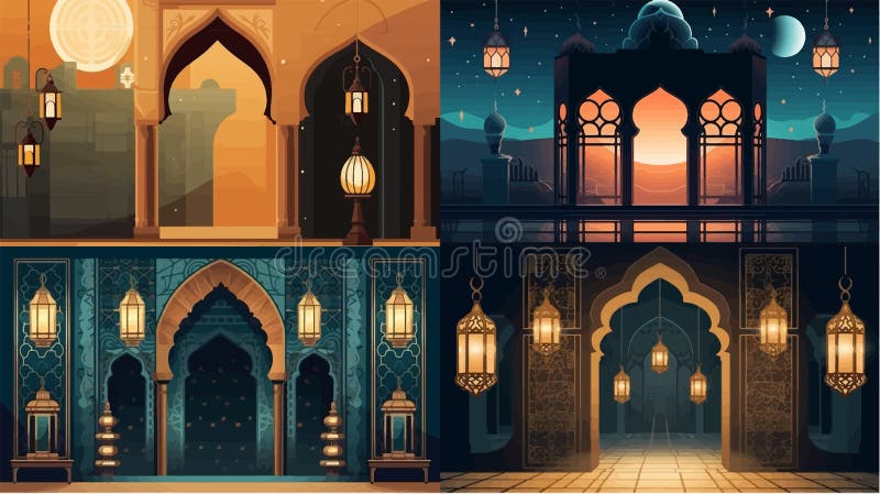 Islamic Stage Background Pastel Color Abstract Template Print Stock ...