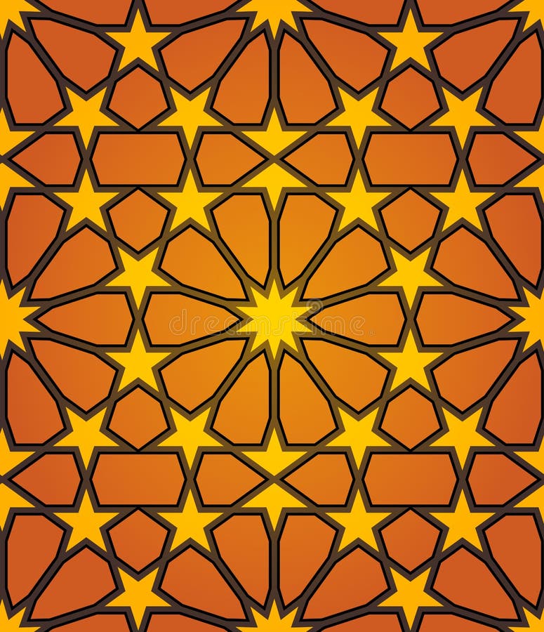 Islamic Star Pattern Golden Lines with White Background Stock ...