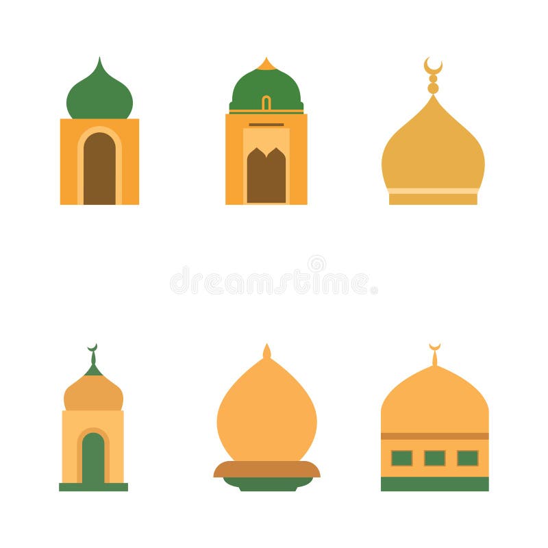 Islamic Symbol Elements Set of Golden Muslim Mosque Dome in Ramadan ...