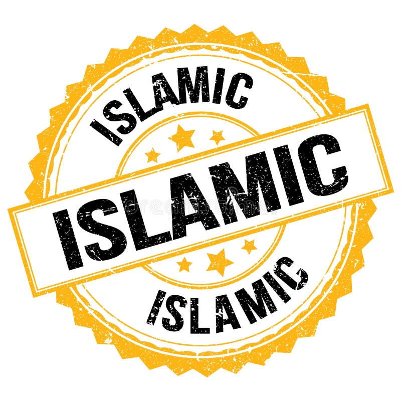 ISLAMIC Text on Yellow-black Round Stamp Sign Stock Illustration ...