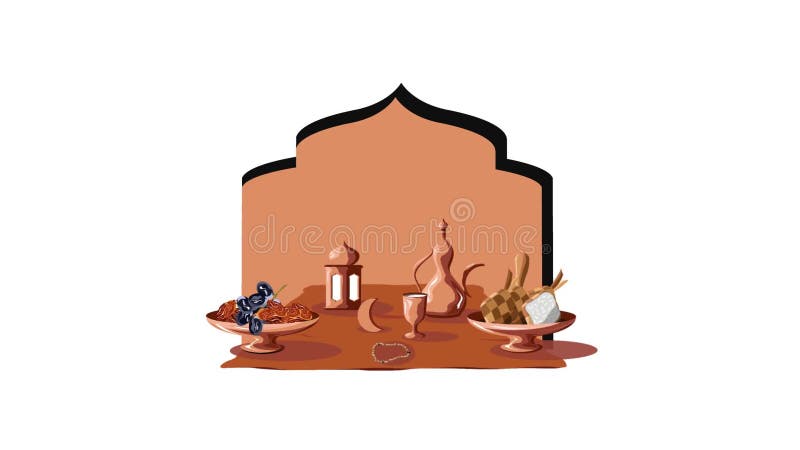 Islamic Theme Illustrations, Materials, Elements, and Islamic Food ...