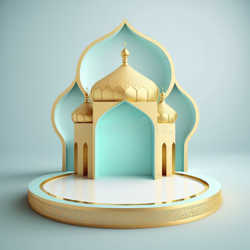 Islamic Theme Product Display Background in 3d Rendering Illustration ...