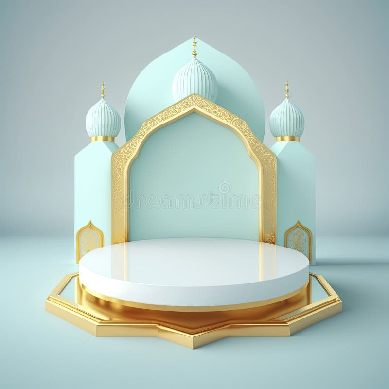 Islamic Theme Product Display Background in 3d Rendering Illustration ...