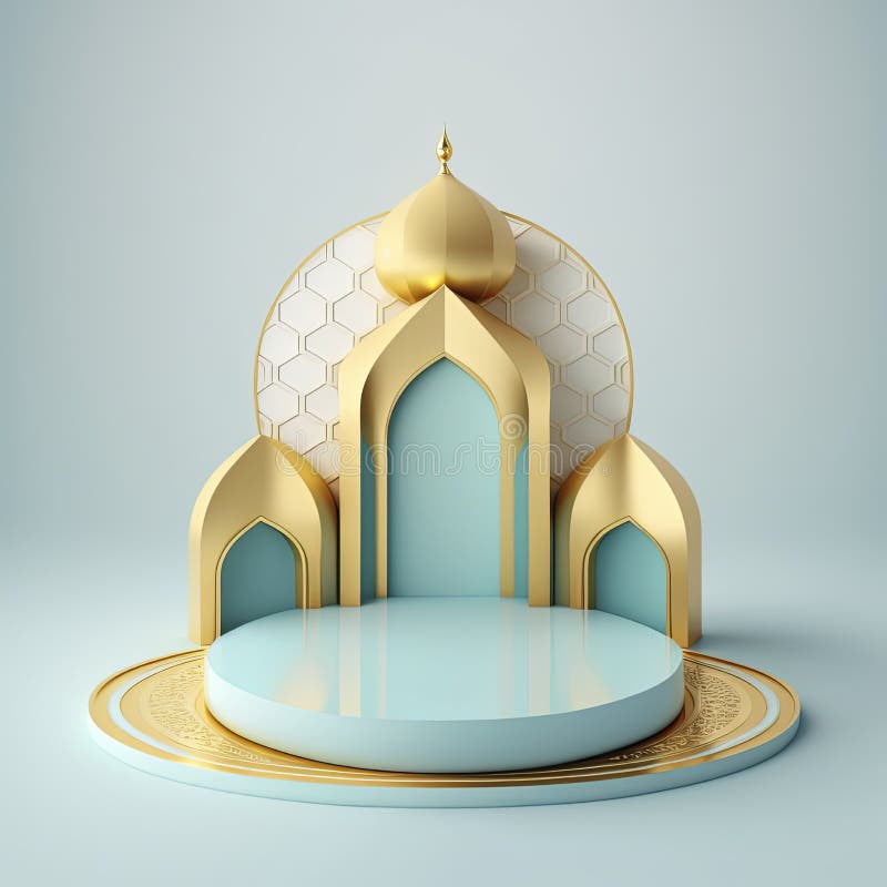 Islamic Theme Product Display Background in 3d Rendering Illustration ...