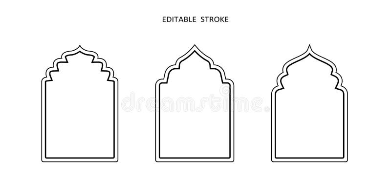 Islamic Vector Shape of a Window or Door Arch. Arab Frame Set Stock ...