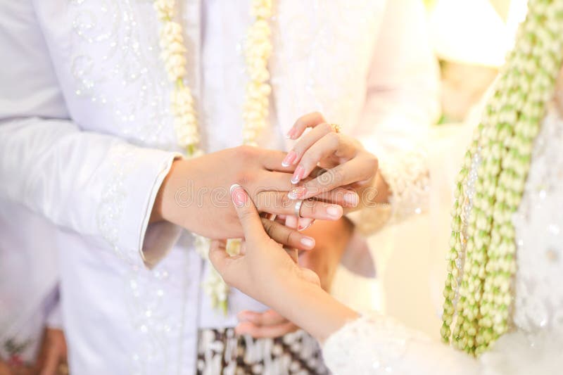 Islamic Wedding Ceremony with Beautiful in White Stock Photo - Image of ...