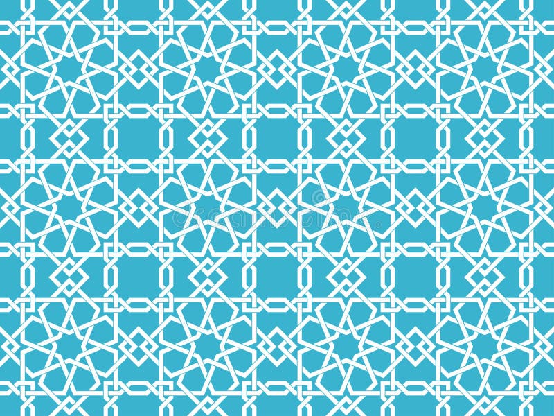 Islamic White Pattern with Blue Background. Stock Illustration ...
