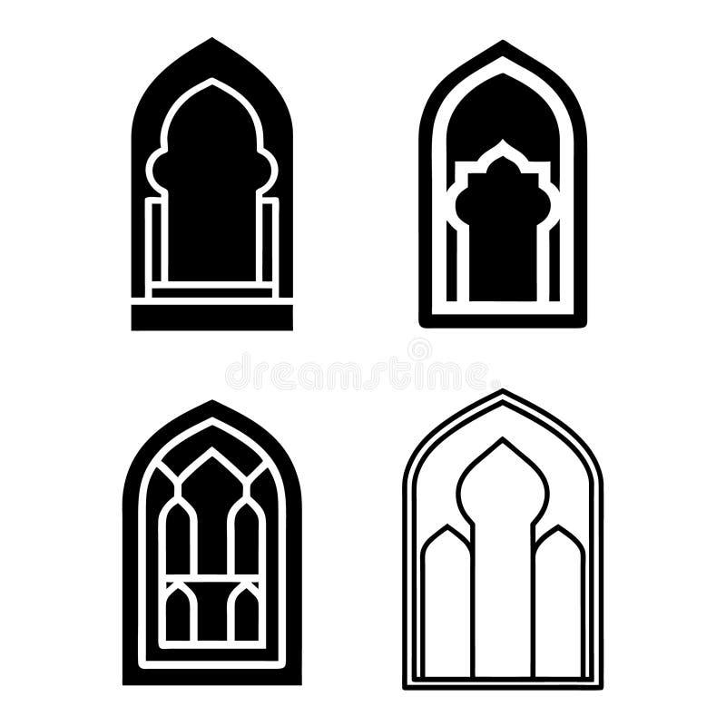 Islamic window design art stock vector. Illustration of icon - 360625513