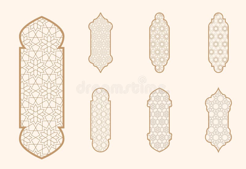 Islamic Window Shape with Mashrabiya Pattern. Arabic Door Frame Stock ...