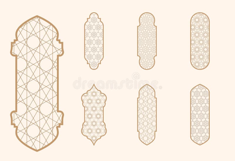Islamic Window Shape with Mashrabiya Pattern. Arabic Door Frame Stock ...
