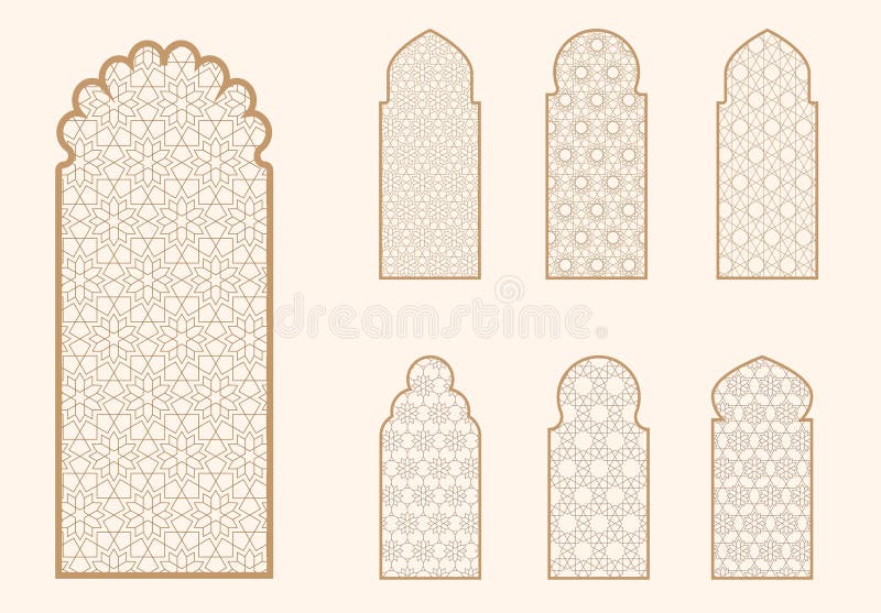 Islamic Window Shape with Mashrabiya Pattern. Arabic Door Frame Stock ...
