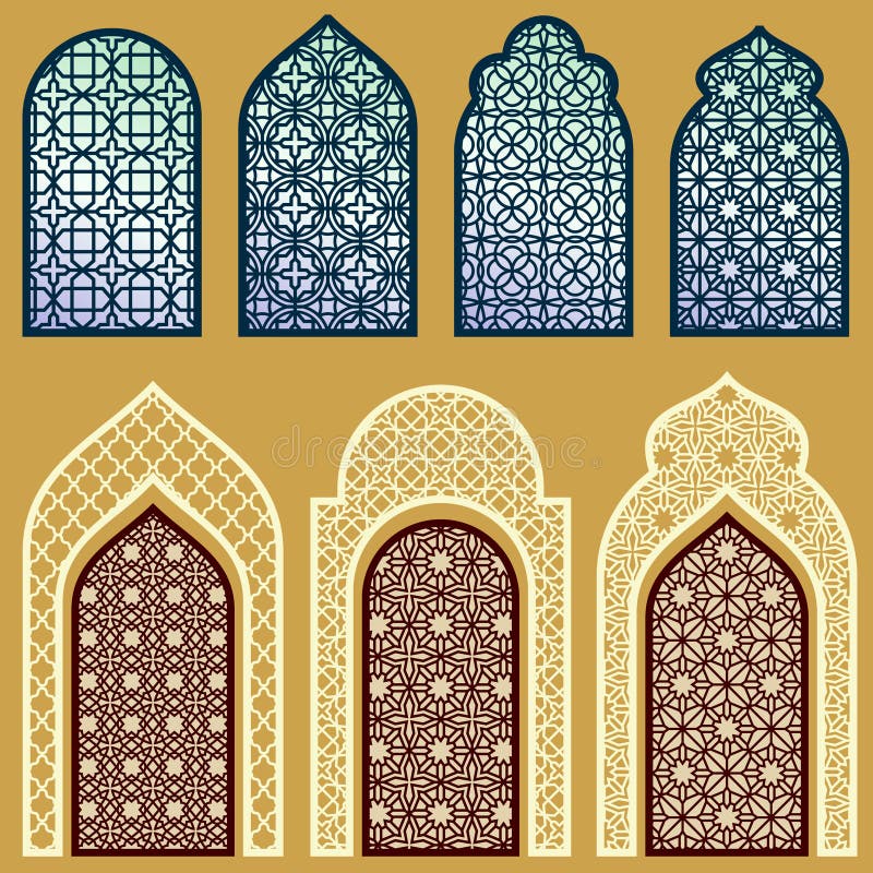 Arabic or Islamic Windows Set Stock Vector - Illustration of oriental ...