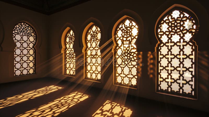 Islamic Windows Ornament Shadow Light, Ramadan . Generative Ai Stock ...