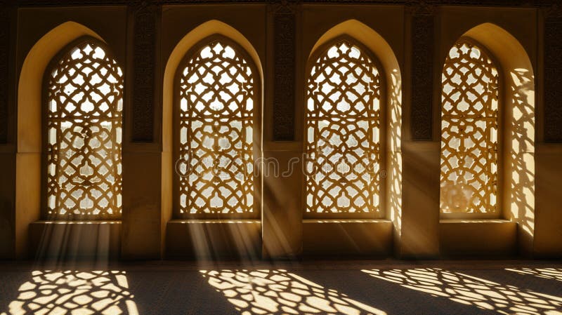 Islamic Windows Ornament Shadow Light, Ramadan . Generative Ai Stock ...