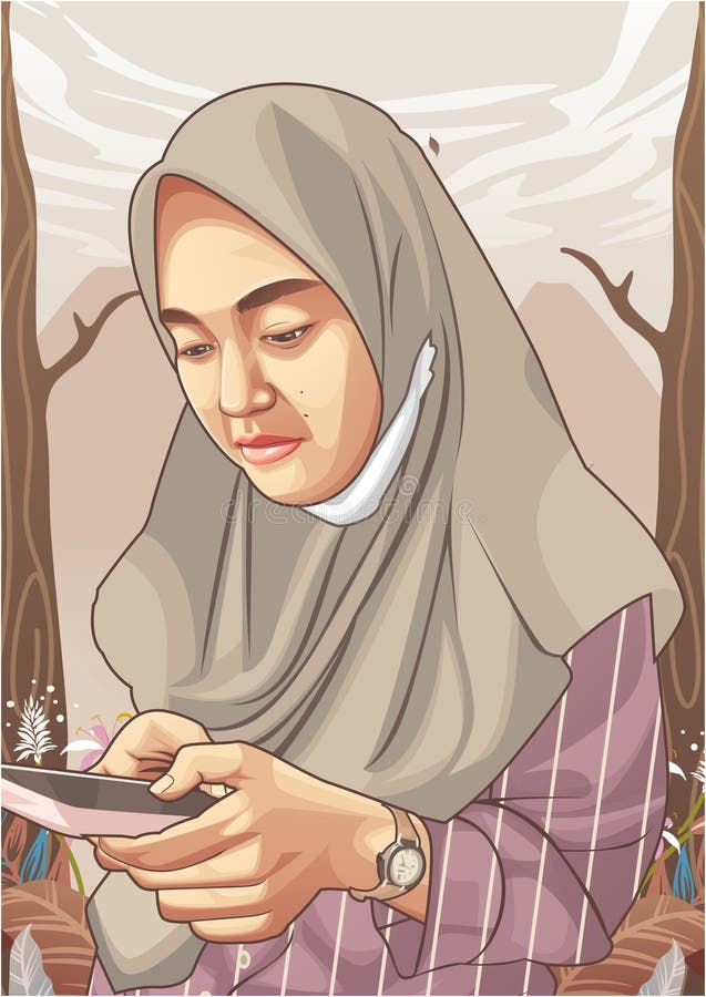 Islamic Women Beauty Hijab Art Vector Stock Vector - Illustration of ...