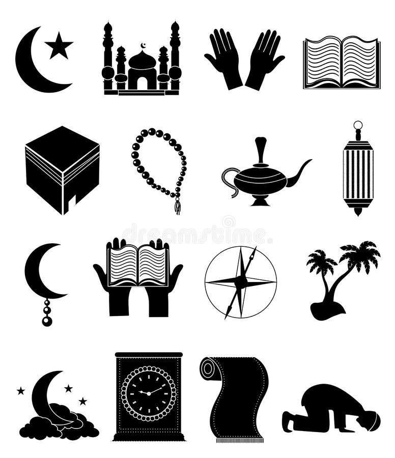 Islamitische Geplaatste Pictogrammen Vector Illustratie - Illustration ...