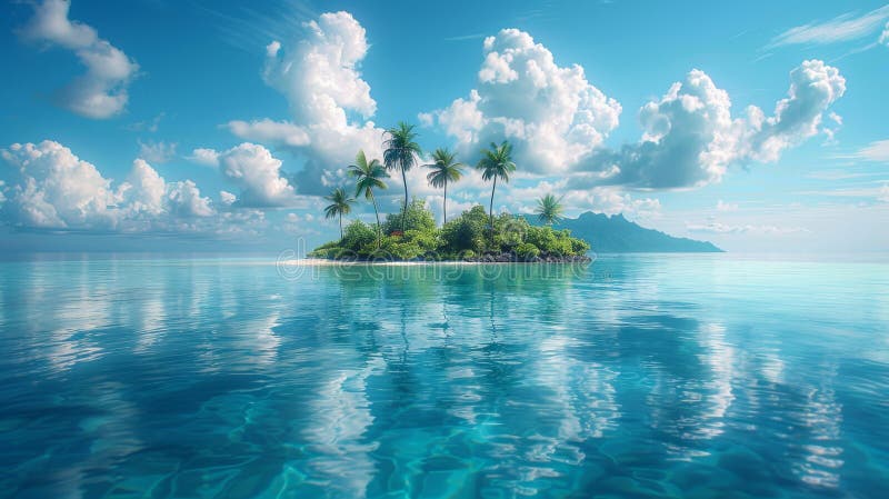 The Island is Alone in the Ocean, the Background is Abstract Stock ...