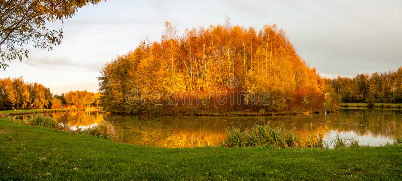 An Island in Autumn stock image. Image of orange, light - 27239447