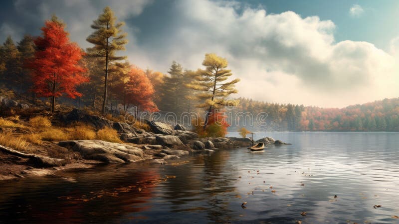 Island Autumn Splendor a Nostalgic and Realistic Rendering of a ...