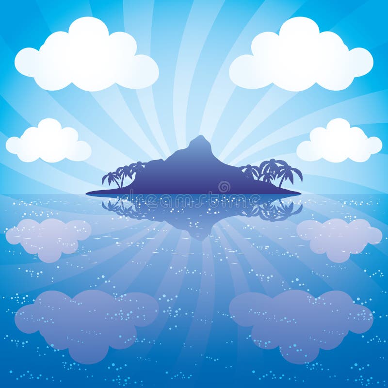Island and blue ocean. stock vector. Illustration of blue - 41201264