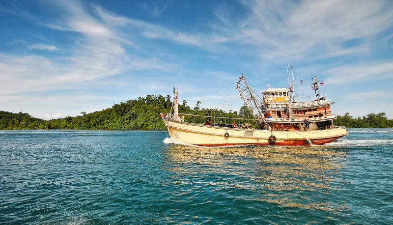 The island and the boat stock image. Image of fast, bright - 62232559