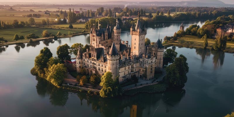 Island Castle on Lake stock photo. Image of structure - 375183140