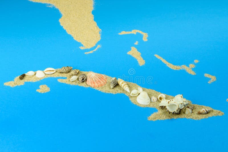 Island of Cuba from Sand and Shells Stock Image - Image of recreation ...