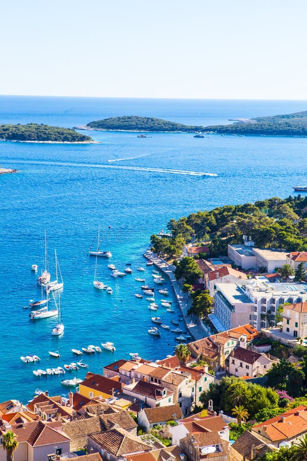 Island Hvar, View from Fortress Stock Photo - Image of isle, village ...