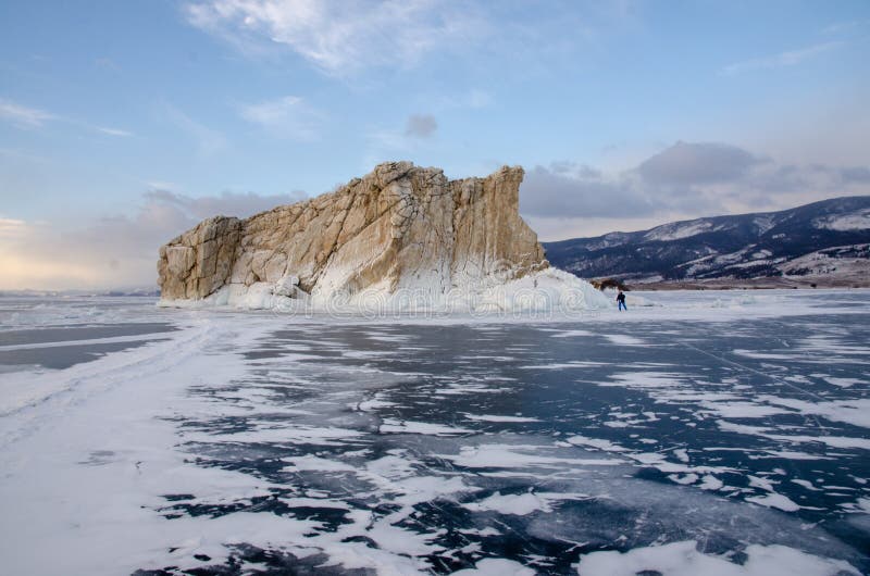 Island Icebound Lake Baikal Stock Image - Image of baikal, winter ...