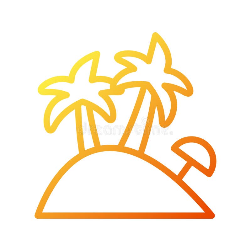 Island Icon Gradient Yellow Orange Summer Beach Symbol Illustration ...