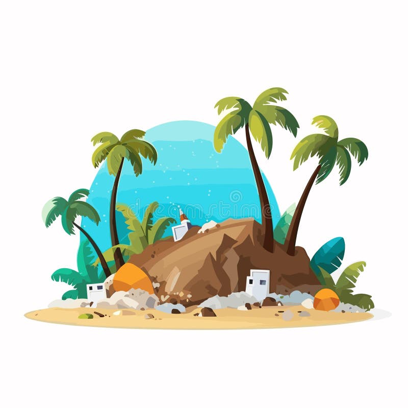 Island Made of Plastic Waste Vector Flat Isolated Illustration Stock ...