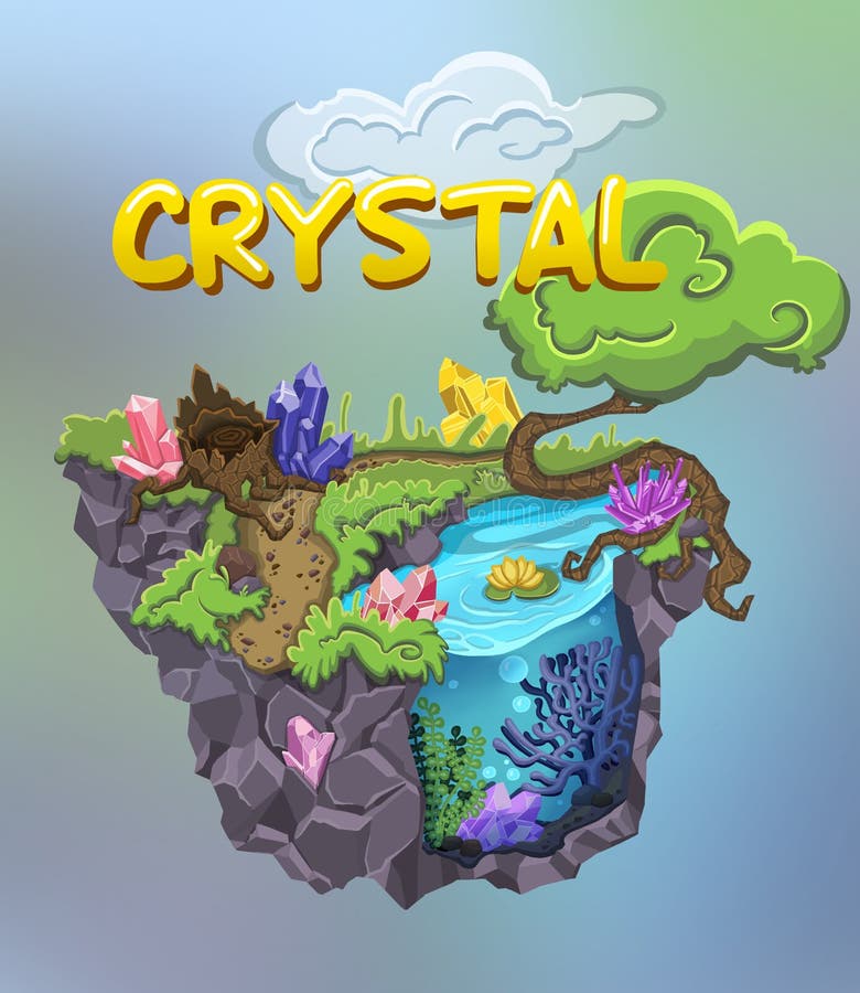 Island of Magic Crystals, Jewels Game, Freehand Drawing Stock ...