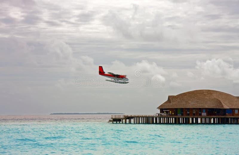 Maldives Island and Water Villas Stock Photo - Image of cloud, scenery ...