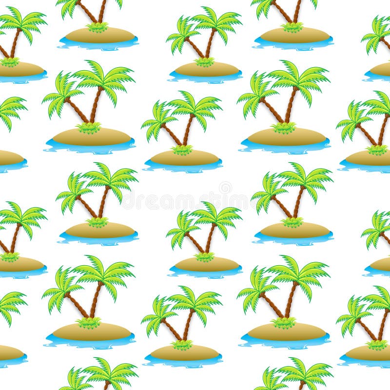 Island, Palm Tree Seamless Texture. Summer Seamless Pattern. Vector ...