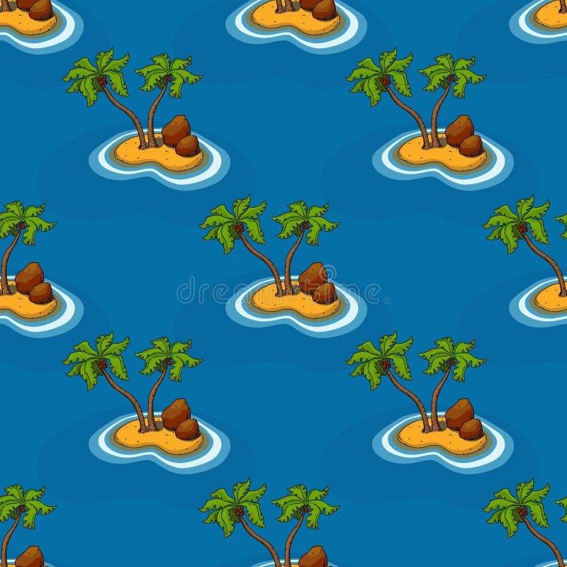 Island with Palm Trees in the Ocean Pattern. Stock Vector ...