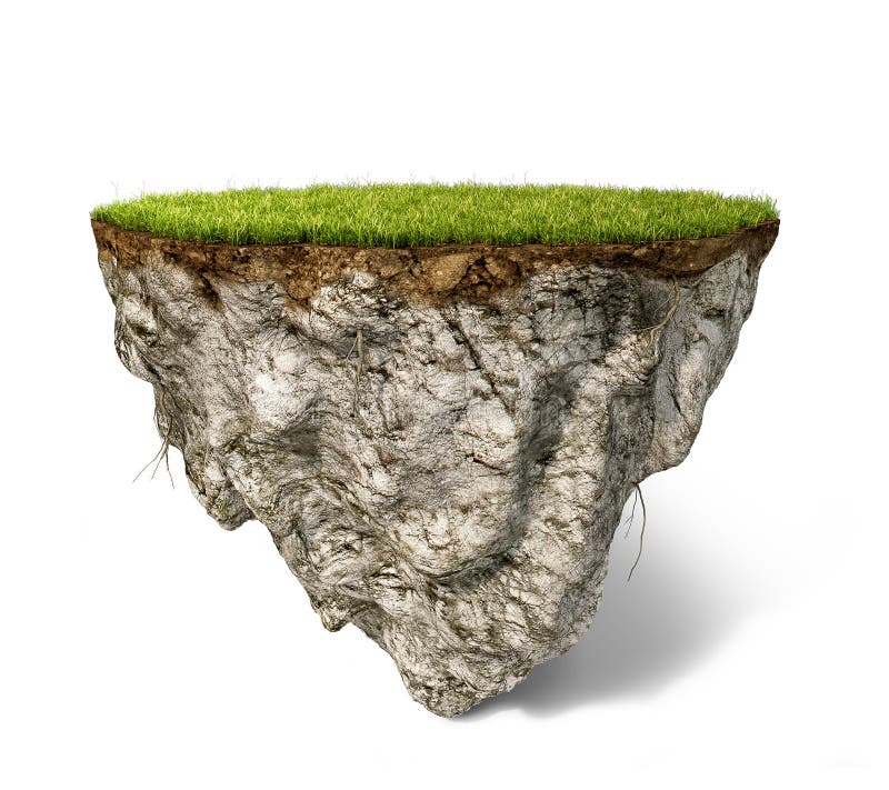 Island or Piece of Ground in a Cut Isolated on White Background, Stock ...