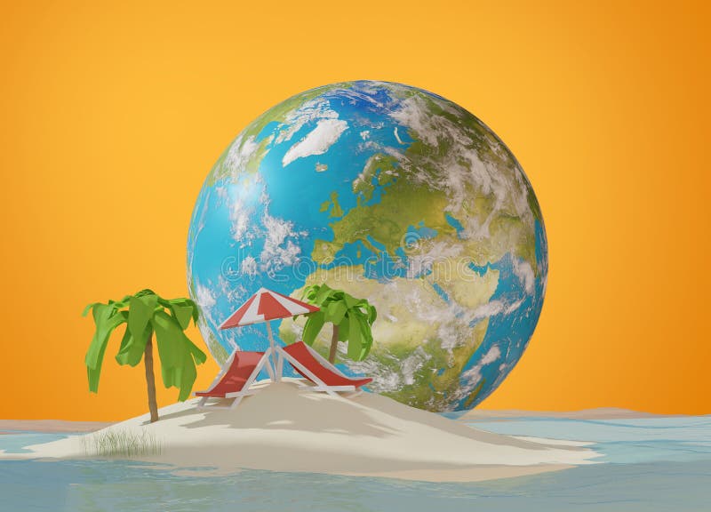 Island and Planet Earth Globe 3d-illustration. Elements of this Stock ...