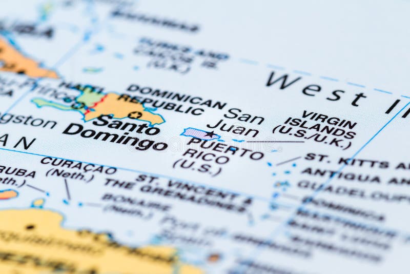 Puerto Rico on a map stock photo. Image of language - 104678876