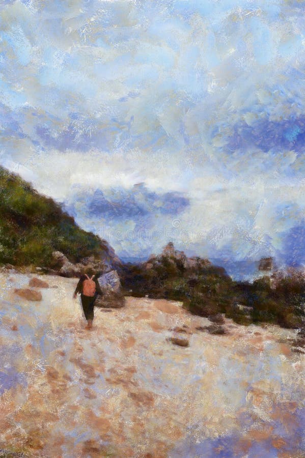 The Island S Beach Landscape Illustrated with Chalk Helps Create an ...