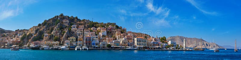 Island Simi, Greece editorial stock image. Image of stone - 132064399