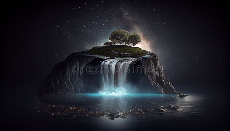 Island in Space Wallpaper Background Ai Generated Stock Illustration ...