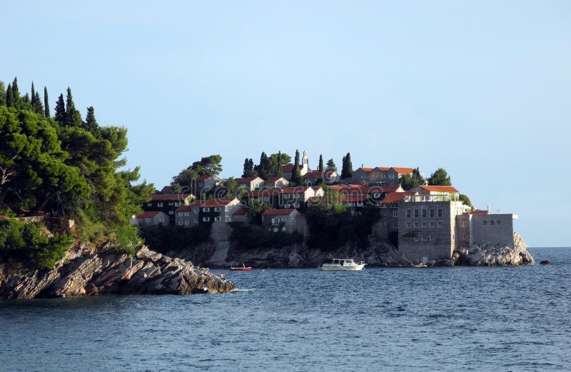 The island of St. Stephen. stock photo. Image of montenegro - 64687530