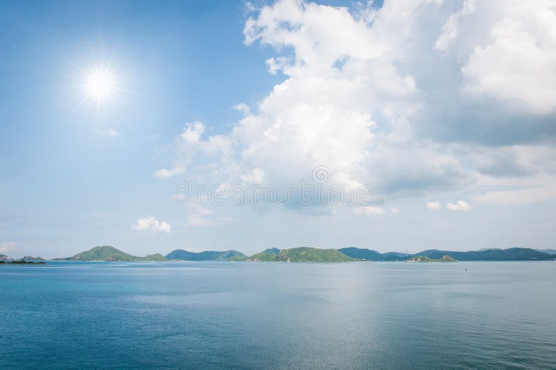 Island and Sun Light on the Sea Stock Image - Image of mountain ...