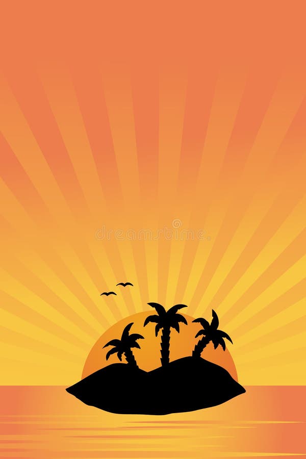 Island with sunset stock illustration. Illustration of palm - 17161323